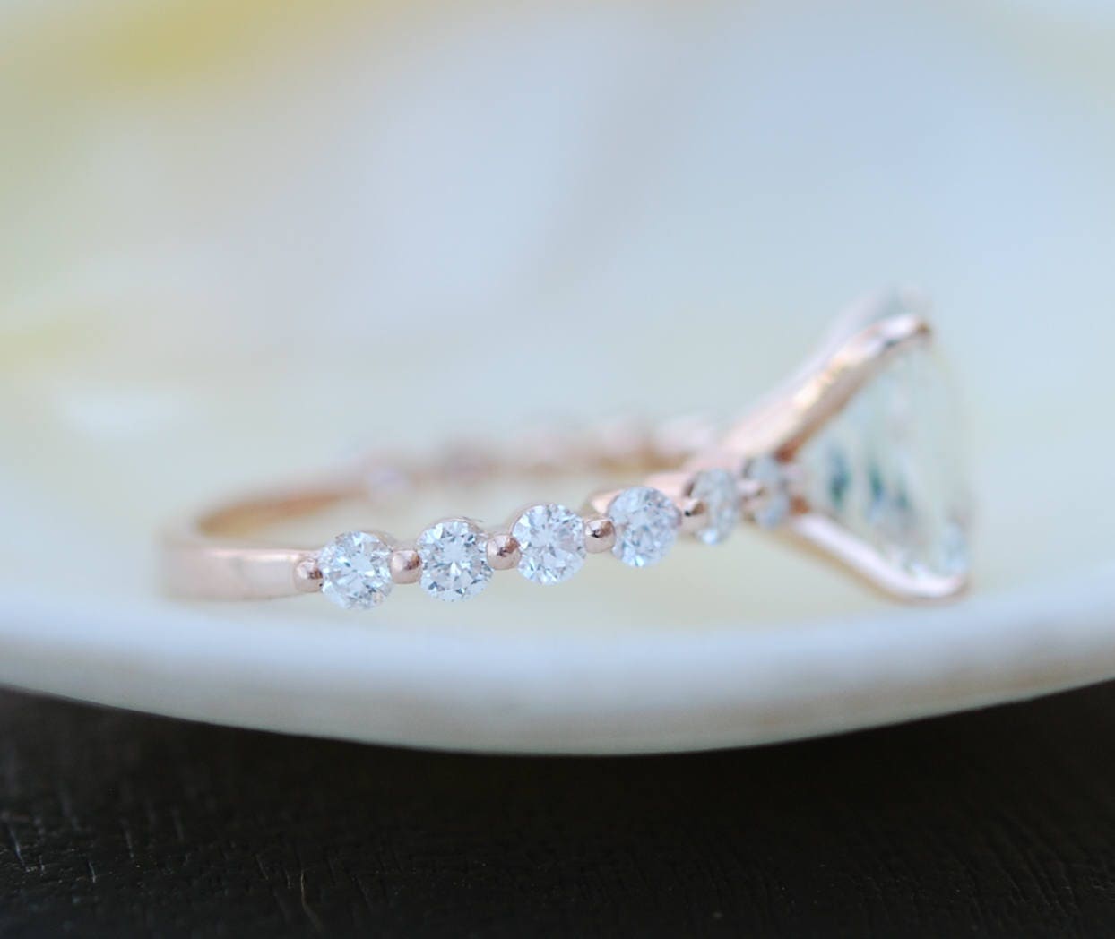 Blake Lively Ring Rose Gold Engagement Ring White Sapphire Engagement