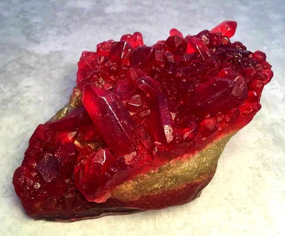 Ruby Red Geode Crystal Gemstone Rock Soap Pomegranate