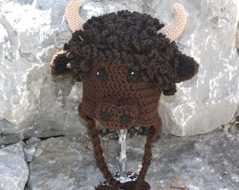 Buffalo hat pdf PATTERN 1 year to adult bison hat with horns