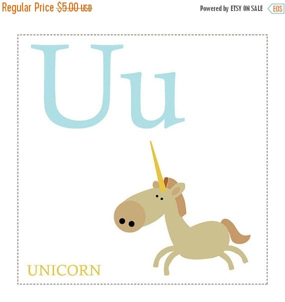 On SALE this week U is for Unicorn Alphabet by KidODesignStudio