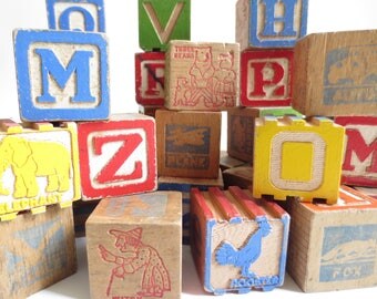 Wooden block animals | Etsy