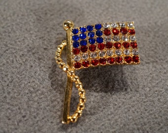 Rhinestone flag pin | Etsy