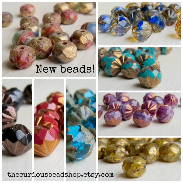 Czech glass beads waxed linen cord handmade by thecuriousbeadshop