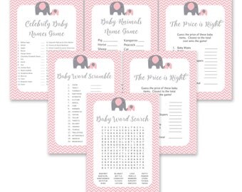 Baby Animals Name Game Baby Shower Games Pink Elephant