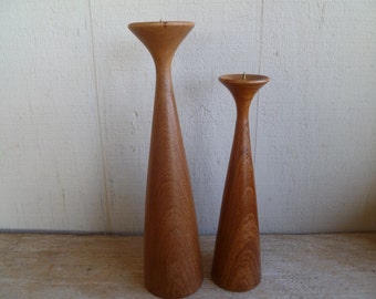 Teak candlesticks | Etsy