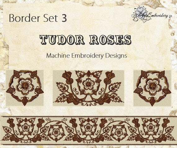 Tudor Roses Border Set 3 Machine Embroidery Designs