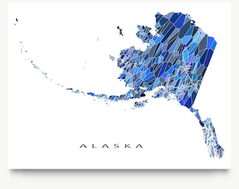 Alaska Map Art Print Alaska State State Outline Anchorage