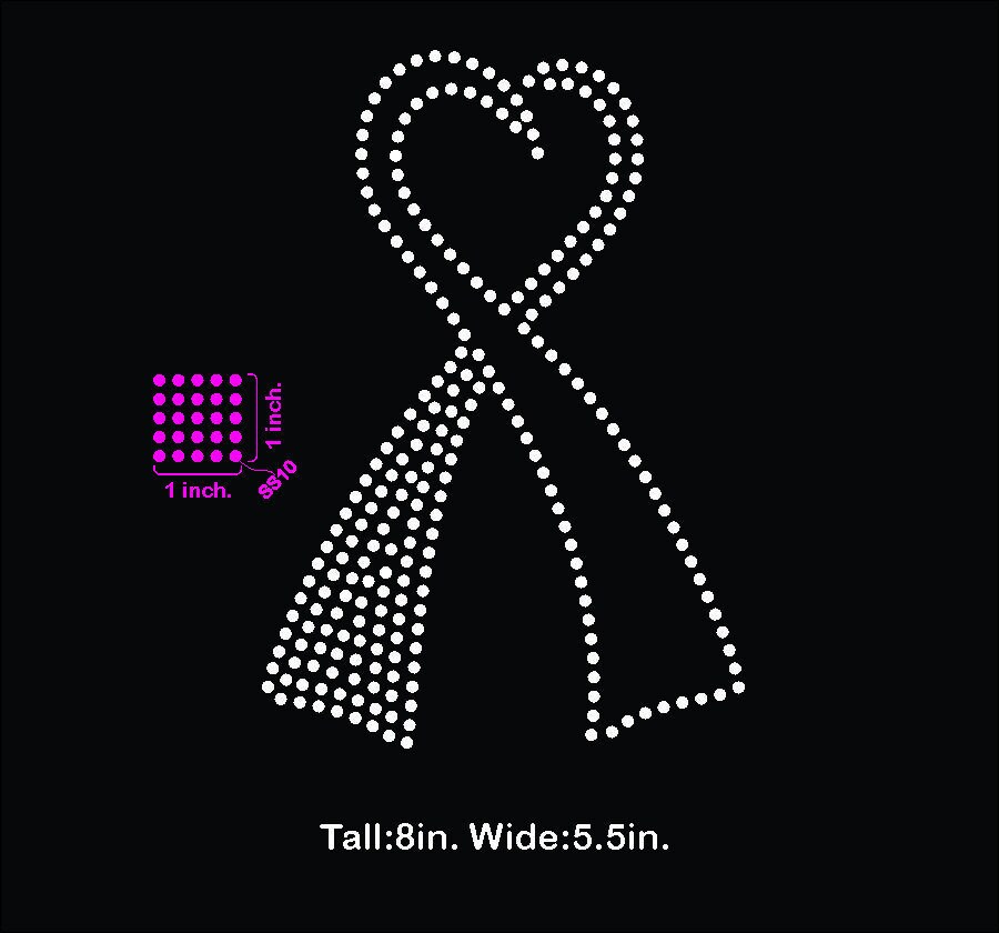 Heart Cancer Ribbon rhinestone template digital download svg