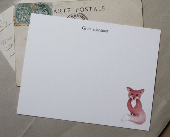 Cute Orange Fox Custom Notecard Stationery. Thank You Any