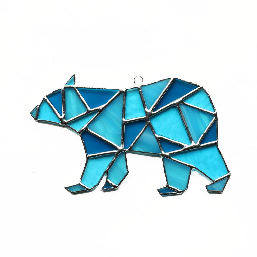 Polar Bear Stained Glass Suncatcher Geometric Art Geometric