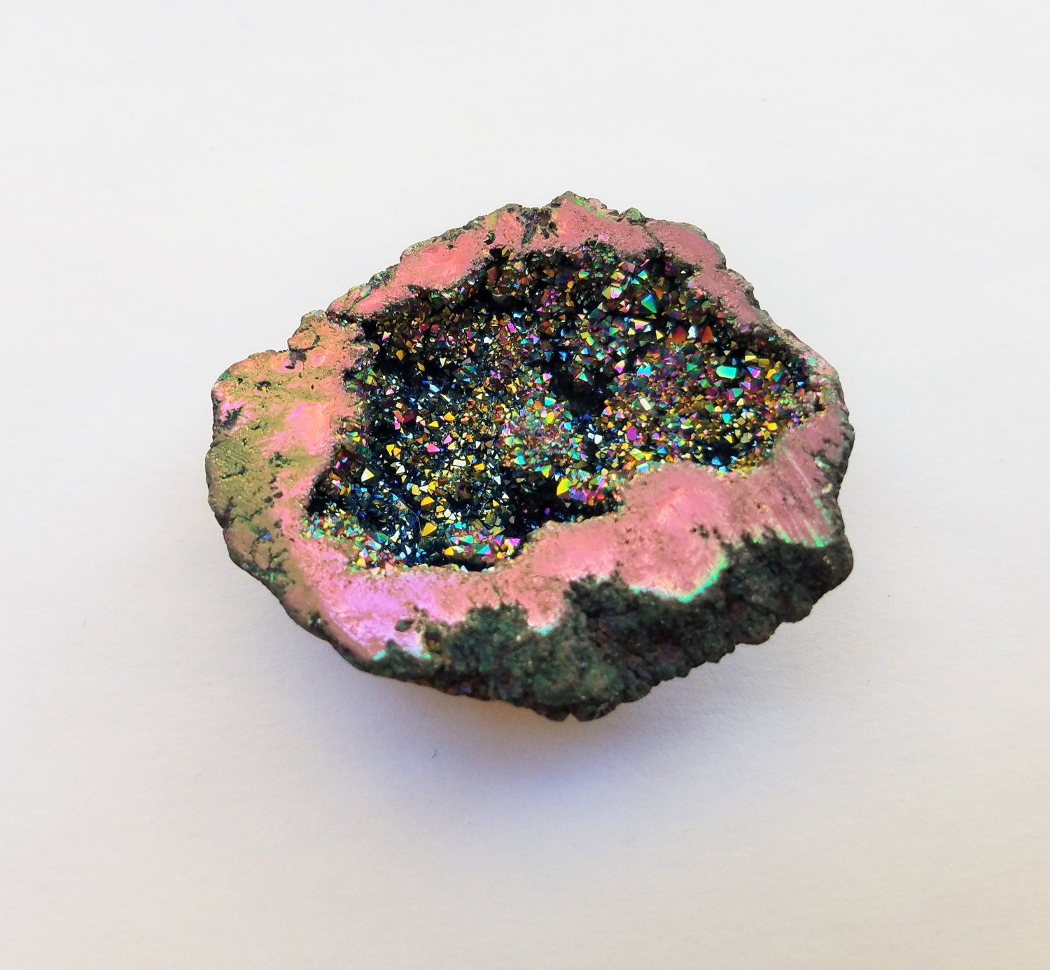Titanium Rainbow Geode Raw Cluster Pendant Druzy Pendant