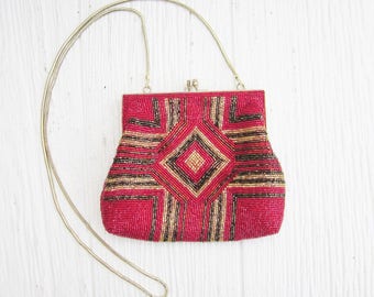 Red beaded purse | Etsy