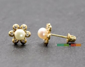 Solid 14K Yellow Gold Stud Screw Back Earrings 2mm 3mm 4mm 5mm