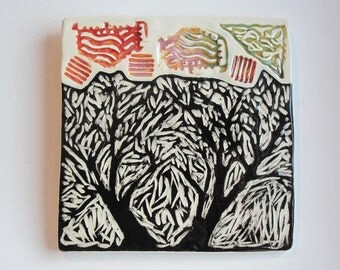 Sgraffito tile | Etsy