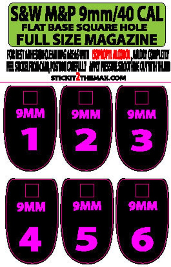 CALIBER and NUMBER base plate stickers