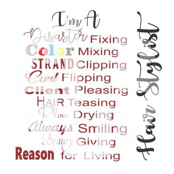 I'm a Hair Stylist in many words SVG dxf jpg pdf Vector