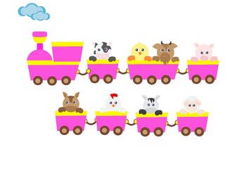 Animal train clipart | Etsy