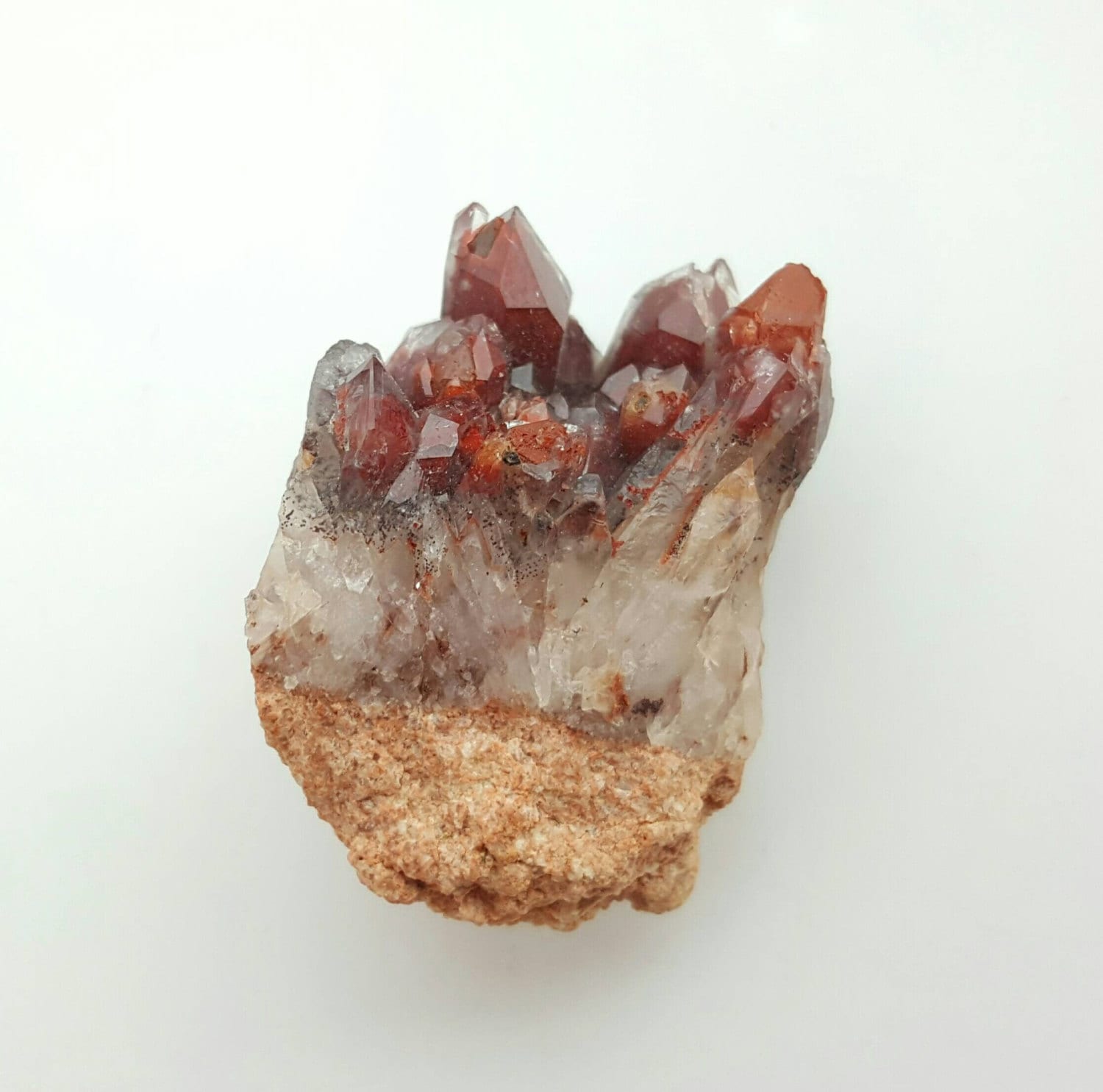 Vibrant Red Tipped Orange River Quartz Crystal Specimen