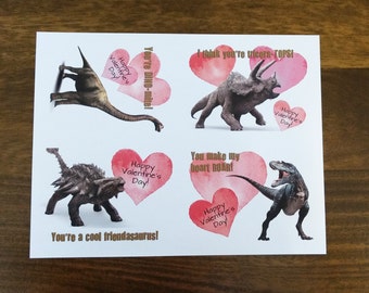 Printable Dinosaur Valentines Hearts for small dinosaur toy or