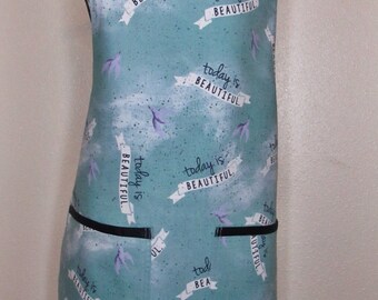 Items similar to Apron JAGUAR Jungle CAT in Teal & Brown, EXOTIC ...