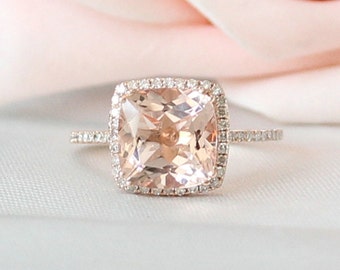 Large morganite ring | Etsy