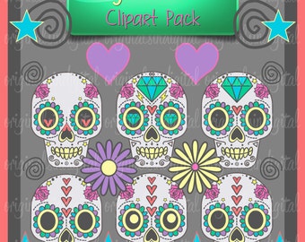 Sugar skull clipart | Etsy