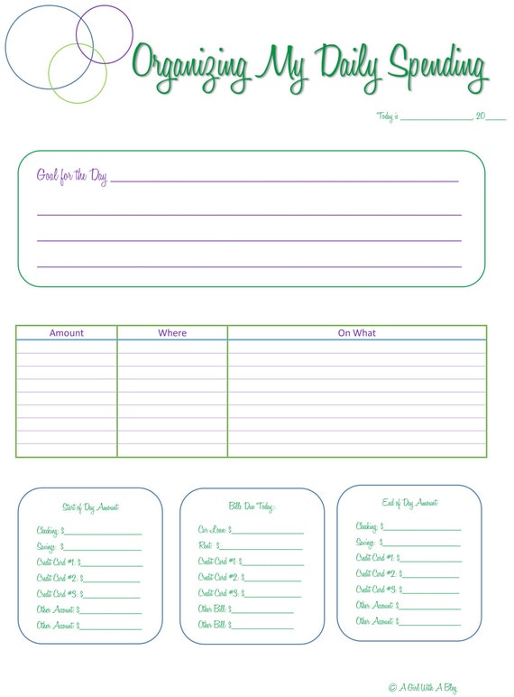 Daily Spending Worksheet