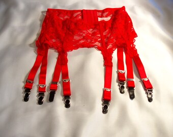 Red garter belt | Etsy