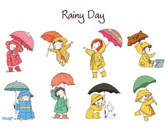 Rainy day clip art | Etsy