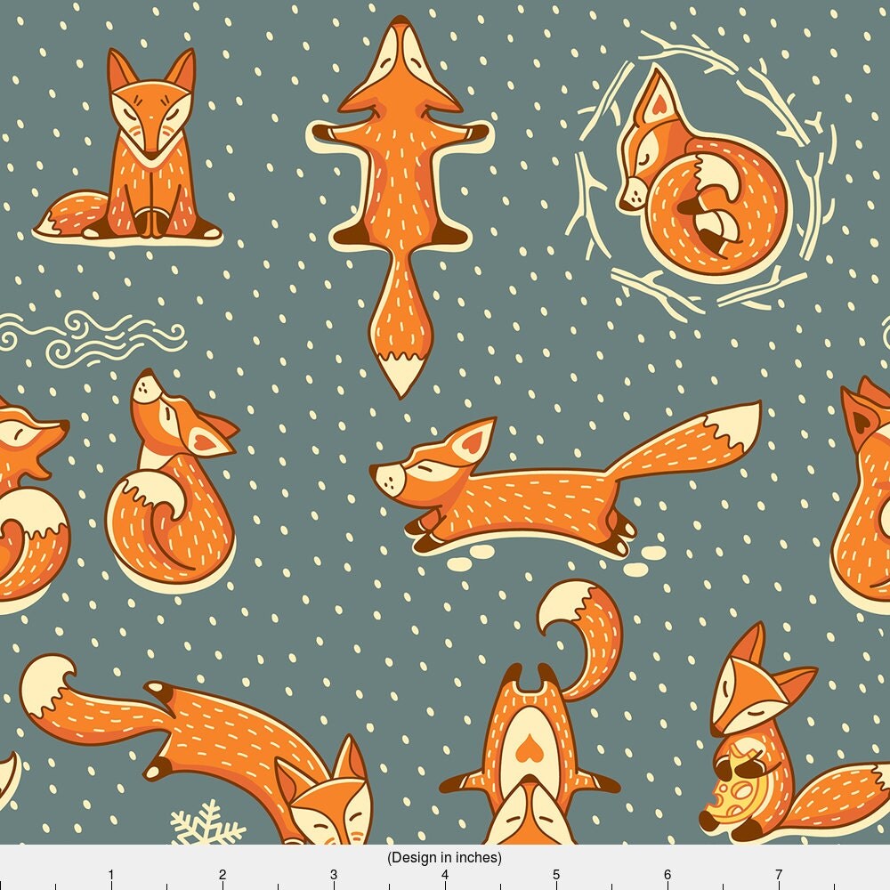 Fox Fabric X-Mas Foxes By Penguinhouse Woodland Fox Cotton