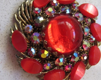 Ruby red brooch | Etsy