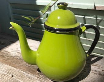 Green enamel teapot | Etsy
