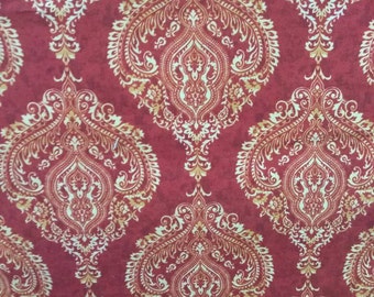 Red paisley fabric | Etsy