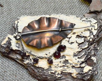 Items similar to Metalwork Brooch - Pomegranate Brooch - Copper Brooch ...