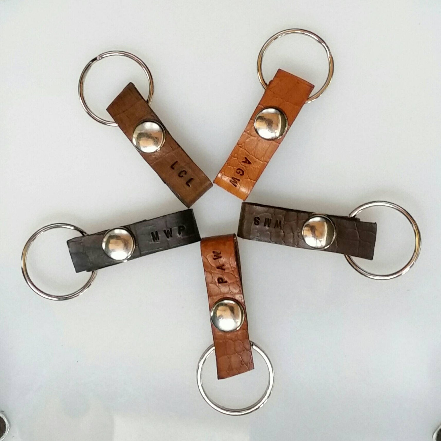 Personalized Leather Key Fob Ear Bud Holder Embossed Leather