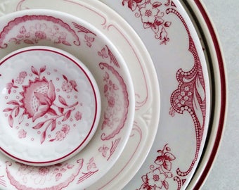 Red transferware | Etsy