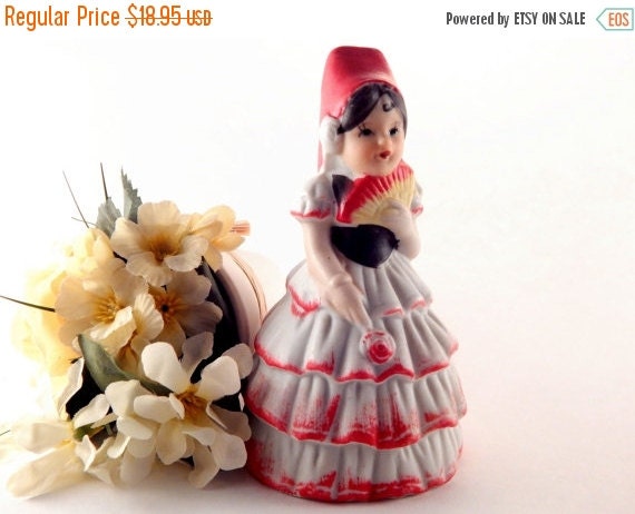Spanish Girl Porcelain Bell Figurine Vintage by TKSPRINGTHINGS