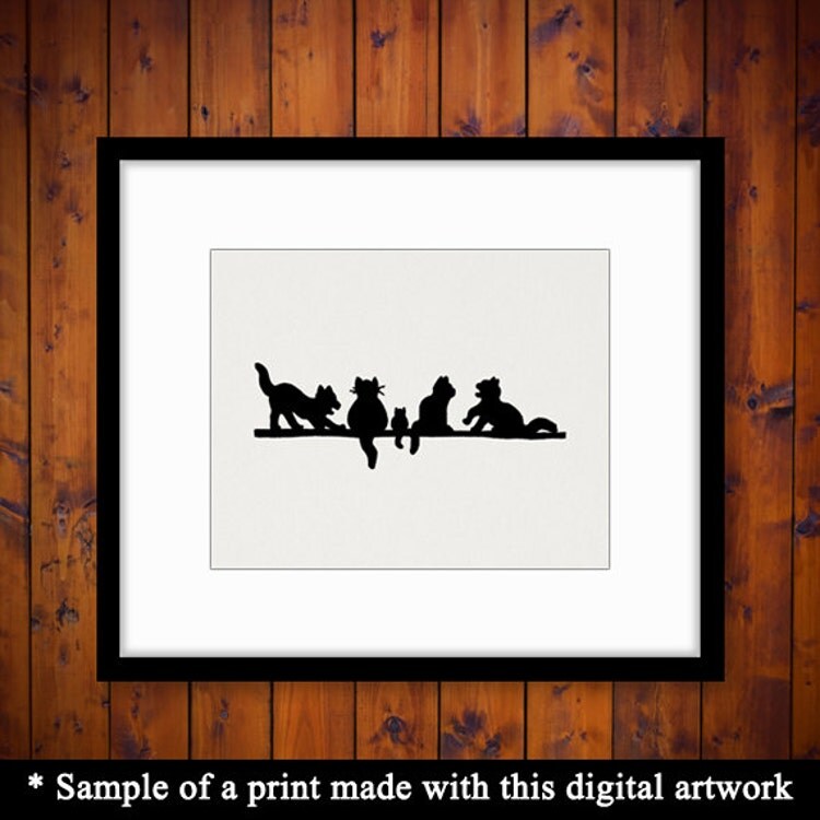 Cat Silhouettes Digital Printable Image by VintageRetroAntique