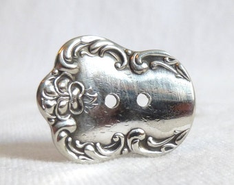 Gorgeous Large Silver Button Sterling Silver Plated Button
