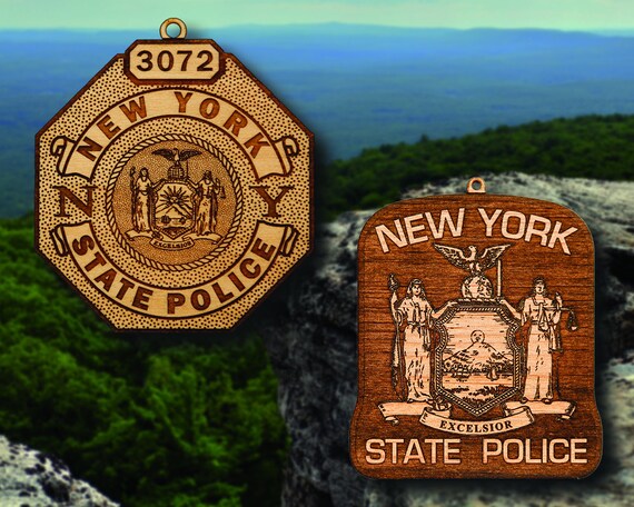 Personalized Wooden NY State Police Badge by TheCreativeEngraver