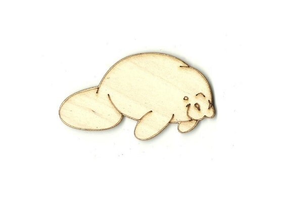 Manatee Laser Cut Out Unfinished Wood Shape Craft Supply