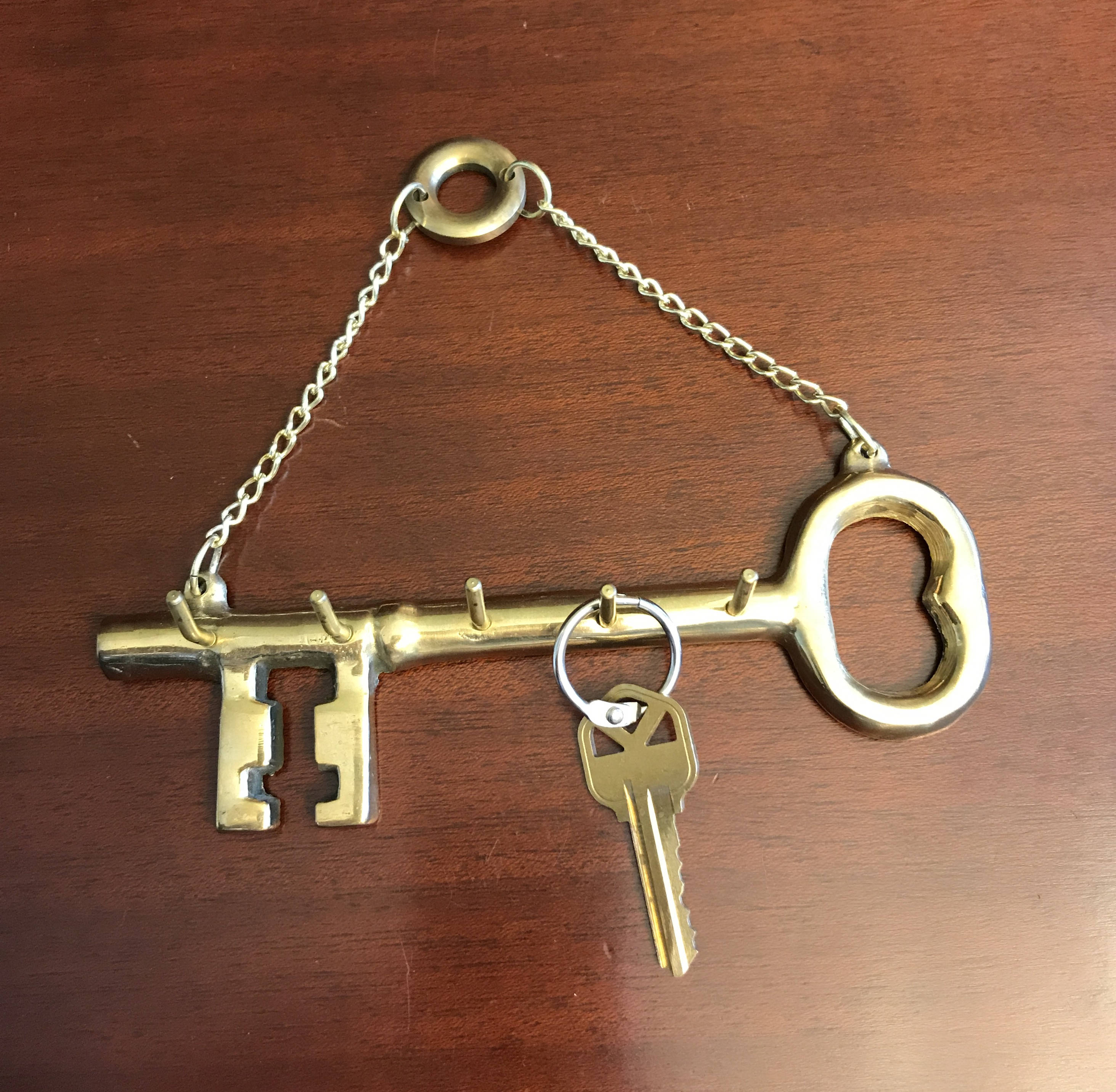 Brass Skeleton Key Hooks, Brass Key organizer, vintage key holder ...
