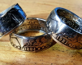 Silver coin ring | Etsy
