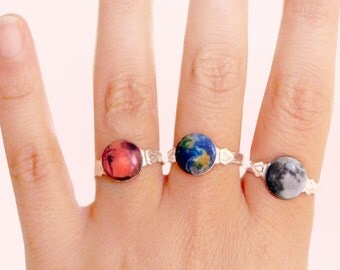 Earth Ring Planet Earth Jewelry Space Ring Earth Day