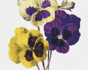 Pansy cross stitch | Etsy
