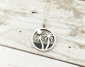 Palm tree necklace | Etsy