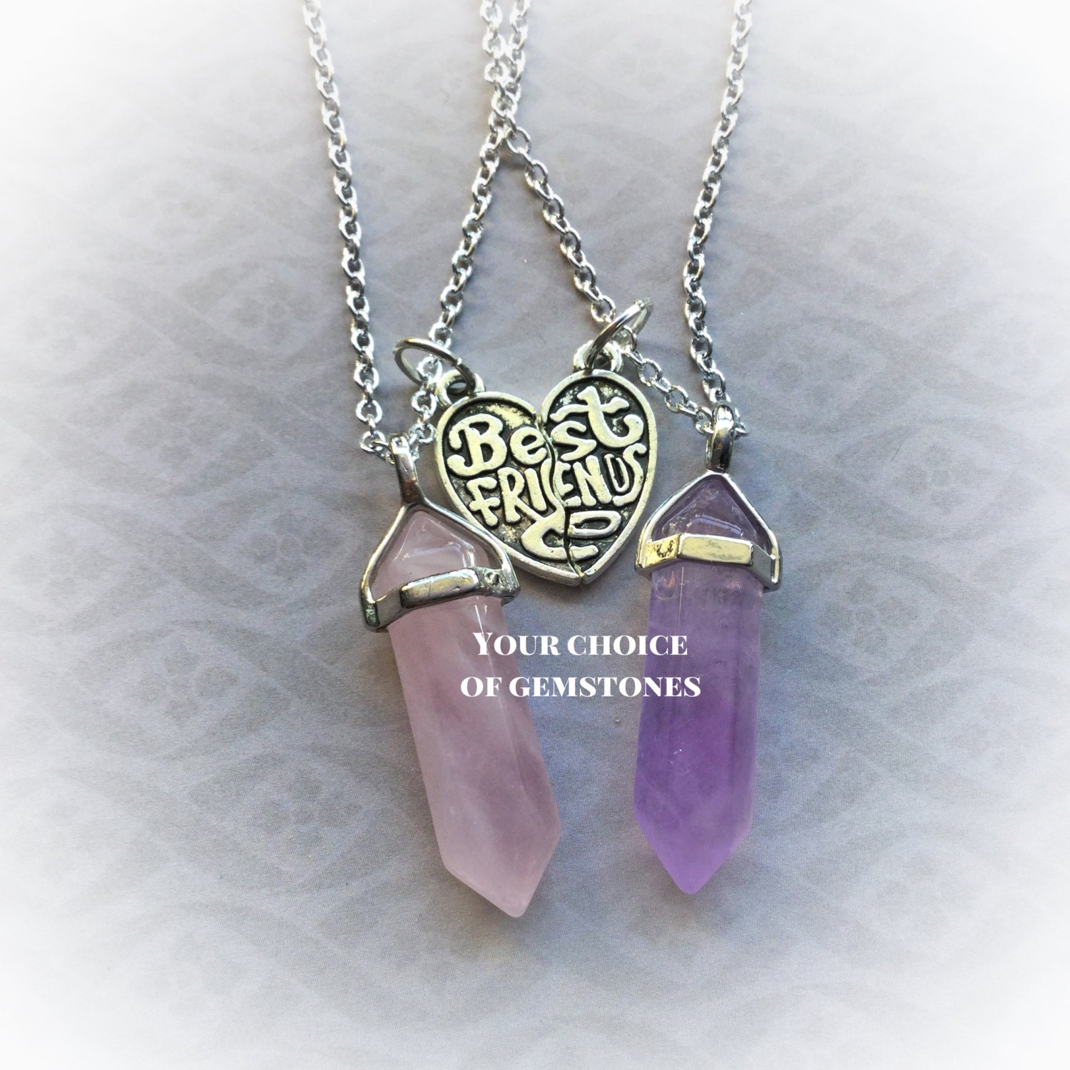 Best Friends Crystal necklaces friendship necklace set 1.5