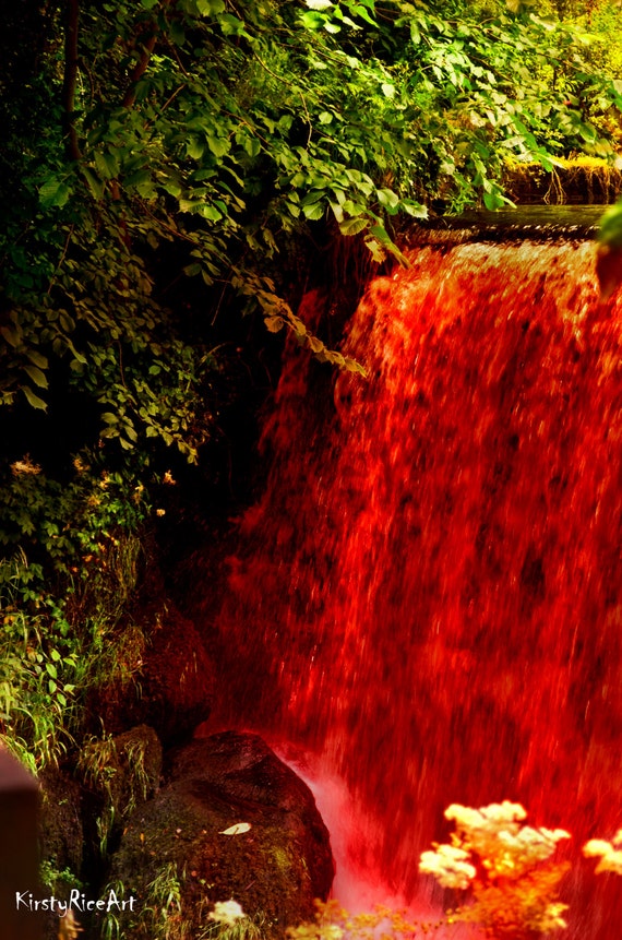 Horror Print Raining Blood Waterfall Red Water Blood