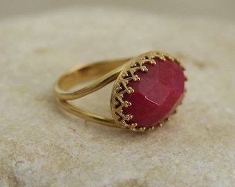 Red stone ring | Etsy