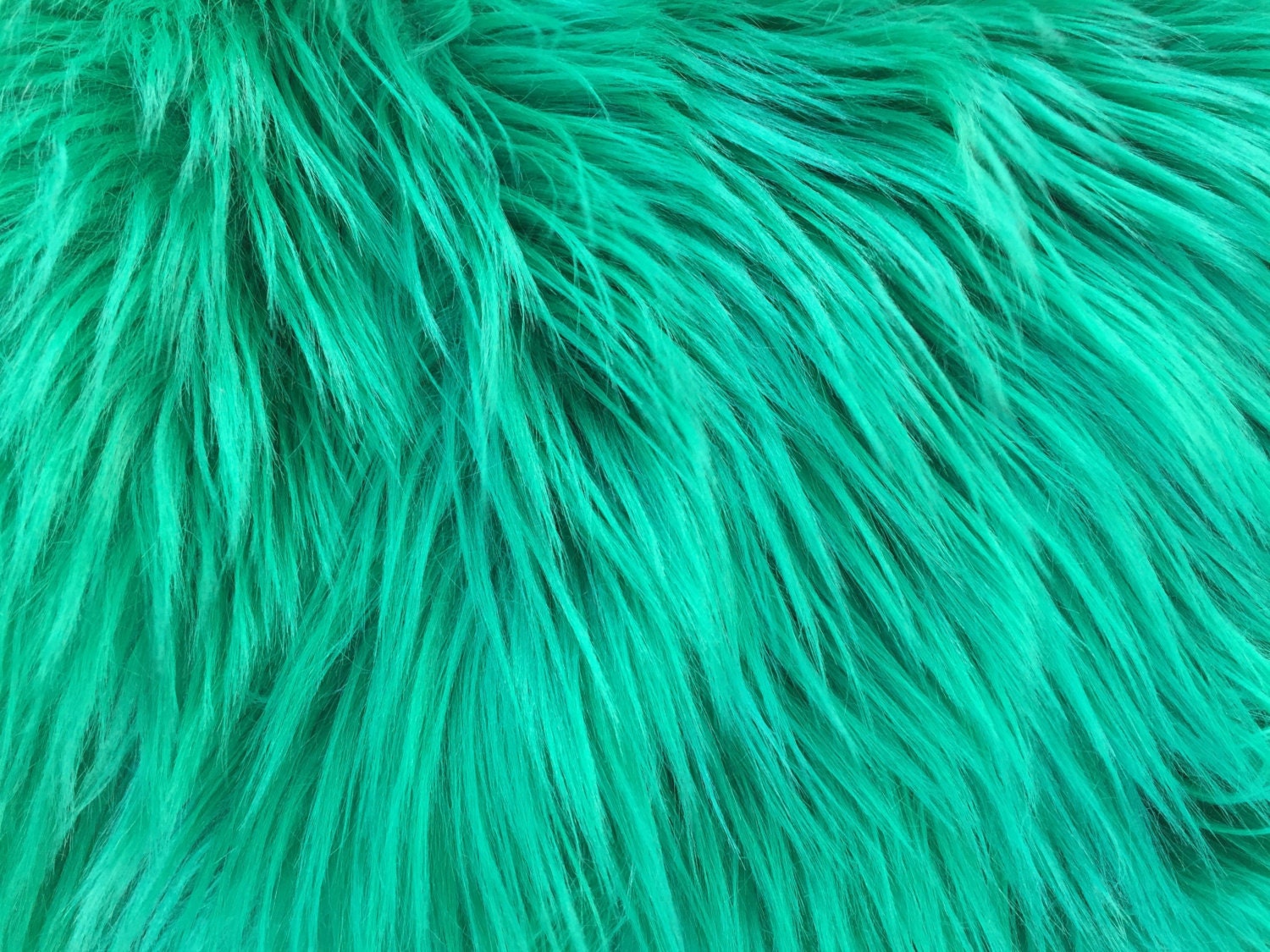 Green Luxury Long Pile Faux Shaggy Fur Fabric Sold By The